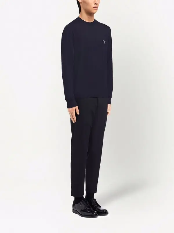 Prada Logo-embroidered Wool Jumper - Blue