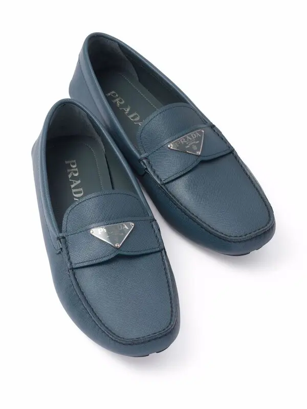 PRADA Triangle-Logo Penny-Slot Loafers Prada Triangle Logo Penny Slot Brown Loafers (Premium Plus  main image 4