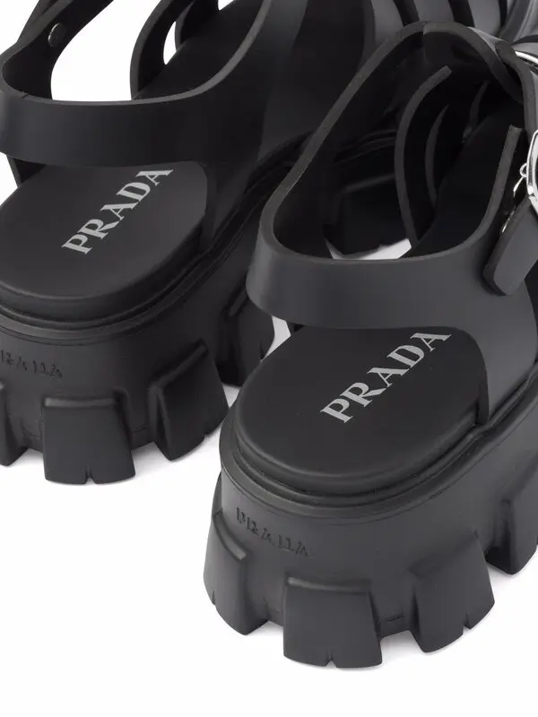 Prada Triangle-logo Fisherman Sandals - Black