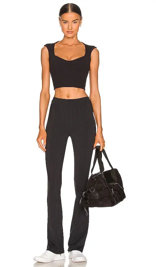 Alo Yoga Ribbed Sweetheart Top - Black | Editorialist