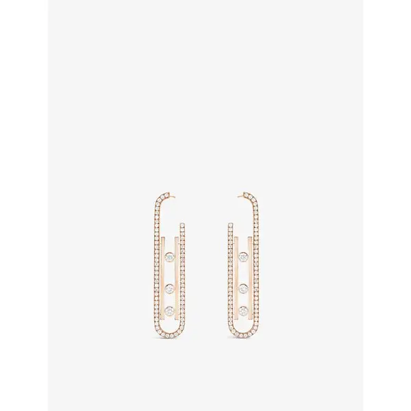 Messika Move 10th 18ct Rose-gold Diamond Earrings - Pink Gold