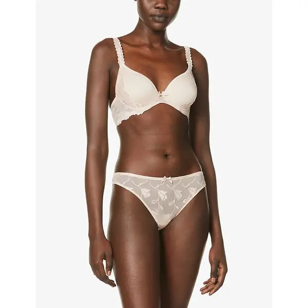 AUBADE Softessence Floral-embroidered Stretch-mesh Spacer Bra