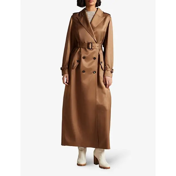 Ted Baker London Fabri Belted Double-Breasted Woven Maxi Trench