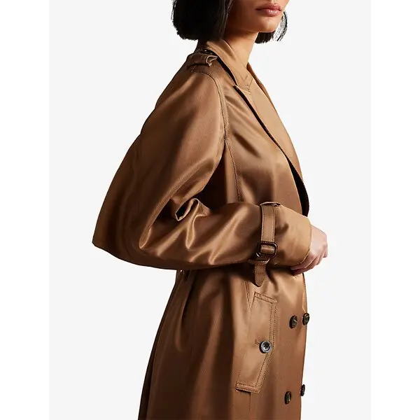 Ted Baker London Fabri Belted Double-Breasted Woven Maxi Trench