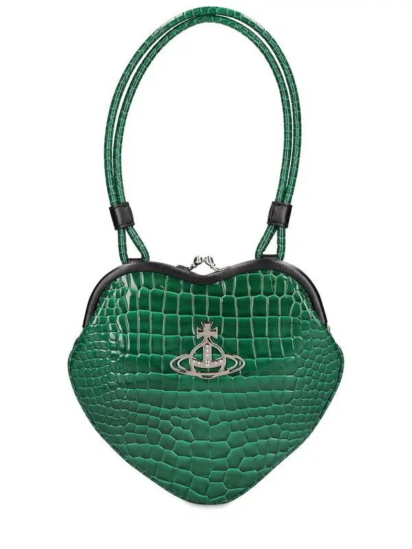 VIVIENNE WESTWOOD Belle Heart Embossed Faux Leather Bag - Green