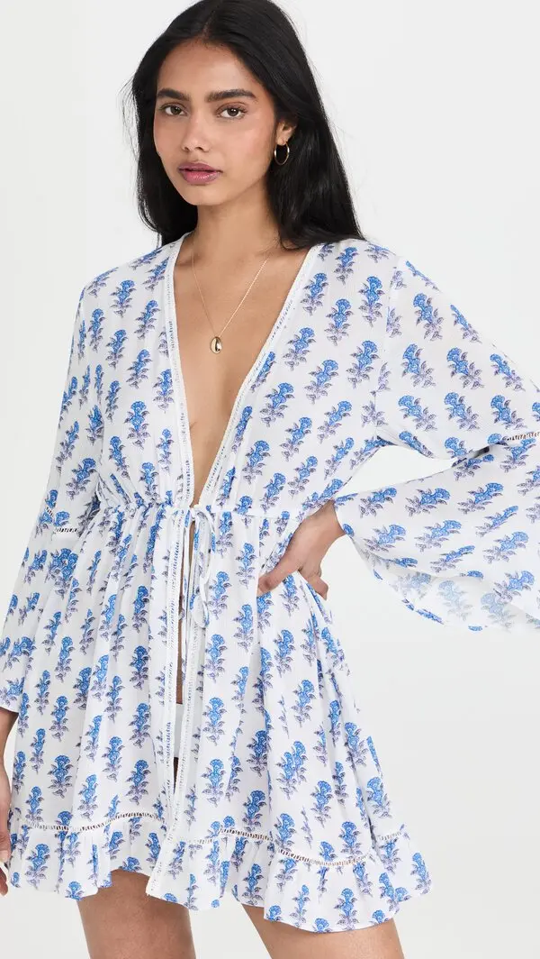 Playa Lucila Mini Border Print Kimono