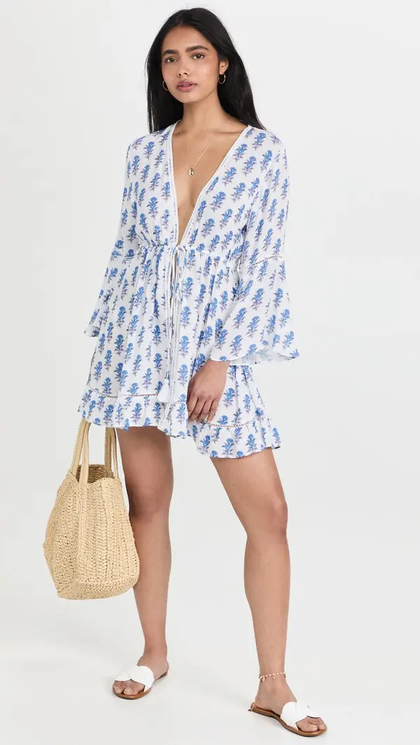 Playa Lucila Mini Border Print Kimono