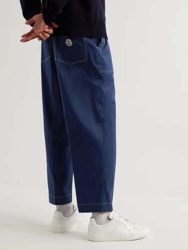 Moncler Straight-leg Cotton-blend Twill Trousers - Blue