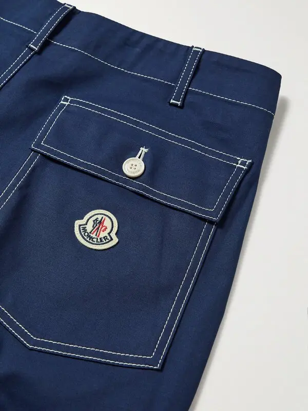 Moncler Straight-leg Cotton-blend Twill Trousers - Blue