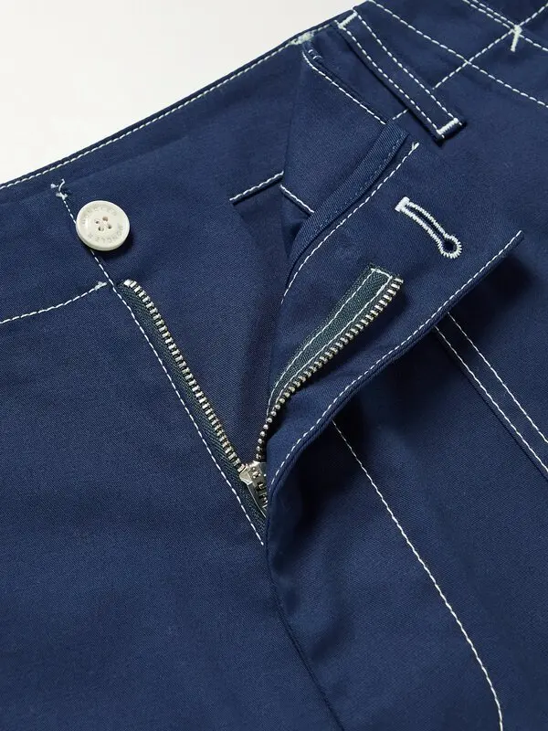 Moncler Straight-leg Cotton-blend Twill Trousers - Blue