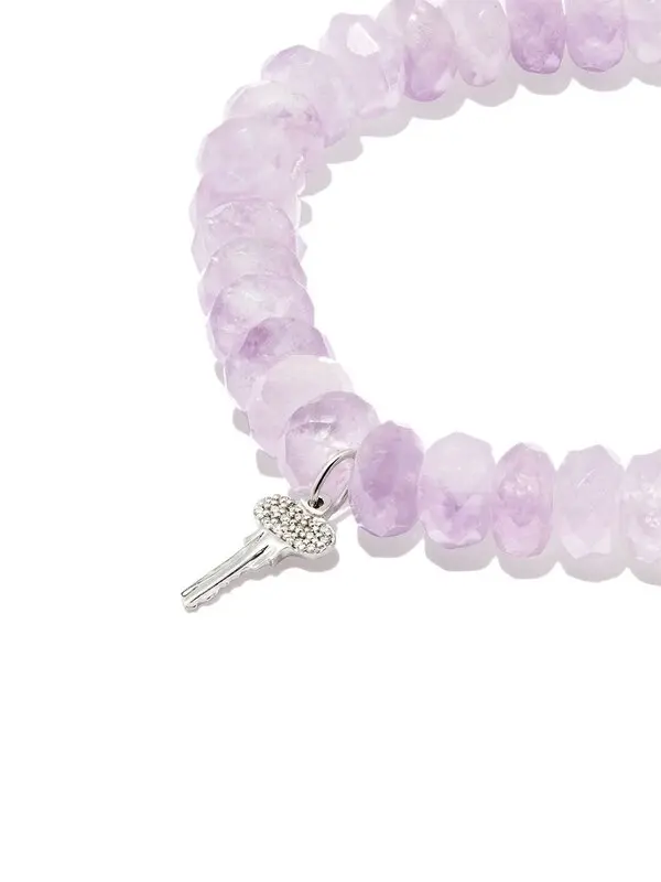 SYDNEY EVAN 14kt White Gold Mini Key Amethyst And Diamond Bracelet