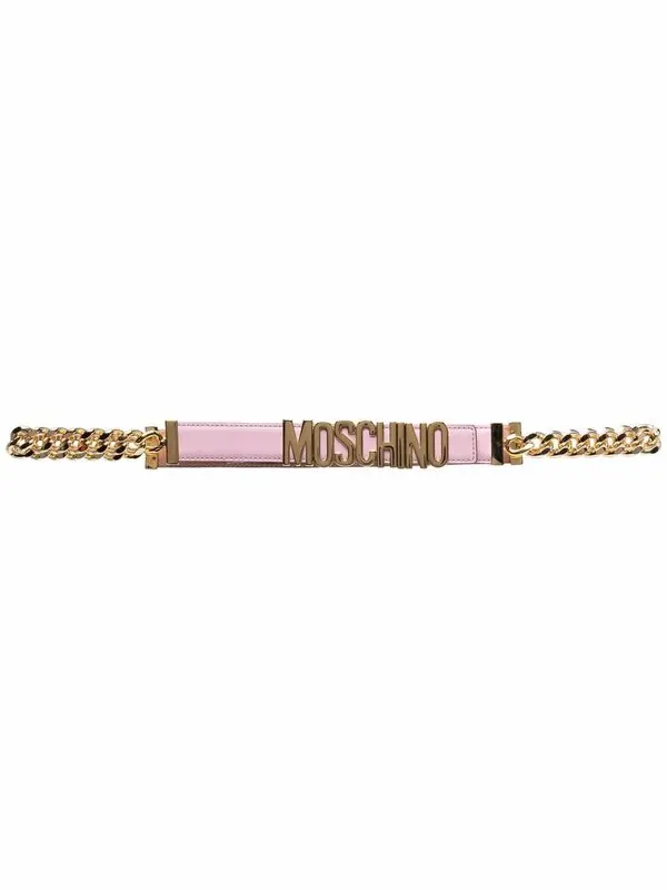 Moschino Chain-link Logo Belt - Pink