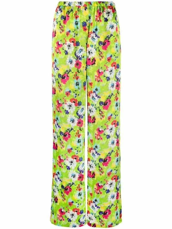 MSGM Floral Print Palazzo Trousers