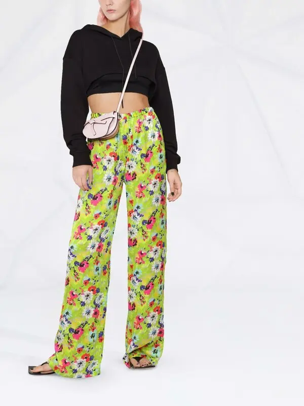 MSGM Floral Print Palazzo Trousers