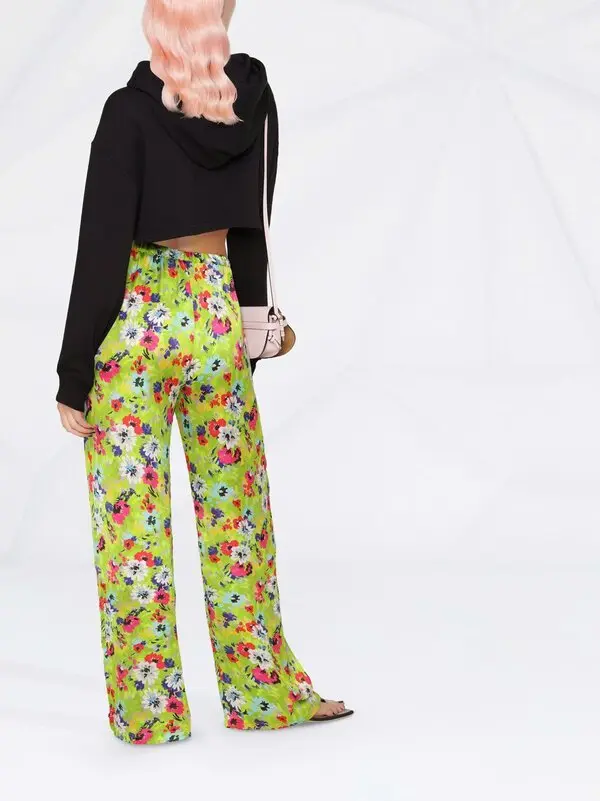 MSGM Floral Print Palazzo Trousers
