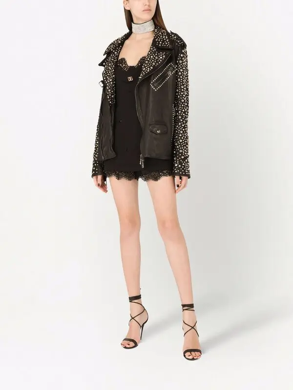 Dolce & Gabbana Studded Leather Biker Jacket