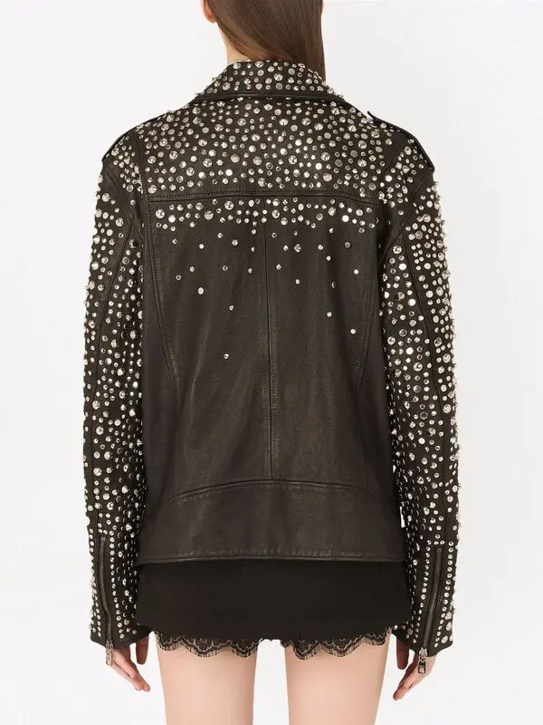 Dolce & Gabbana Studded Leather Biker Jacket