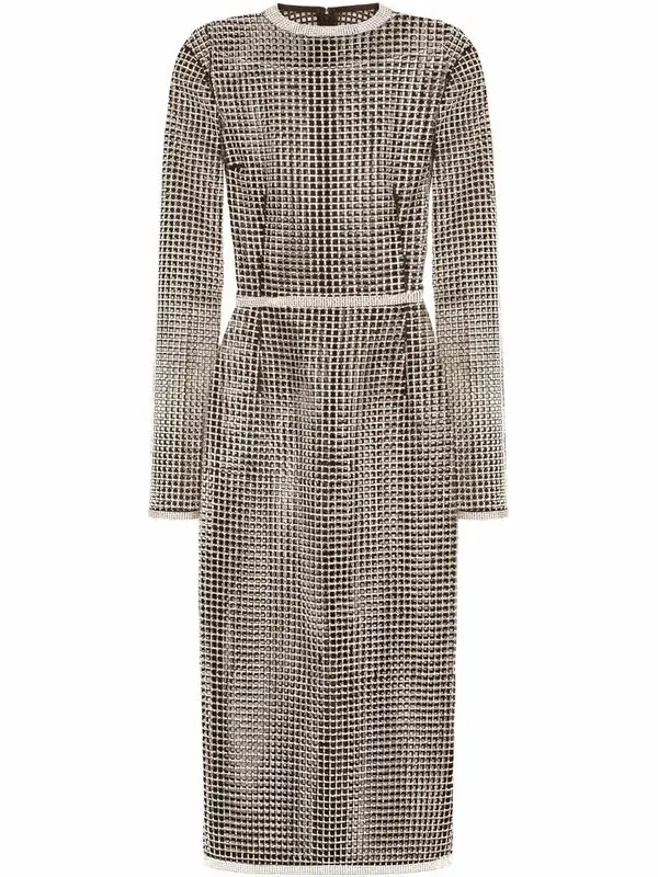 Dolce & Gabbana Rhinestone-embellished Mesh Mini Dress - Grey