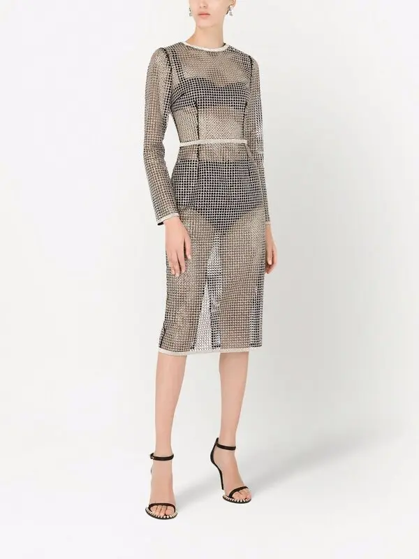 Dolce & Gabbana Rhinestone-embellished Mesh Mini Dress