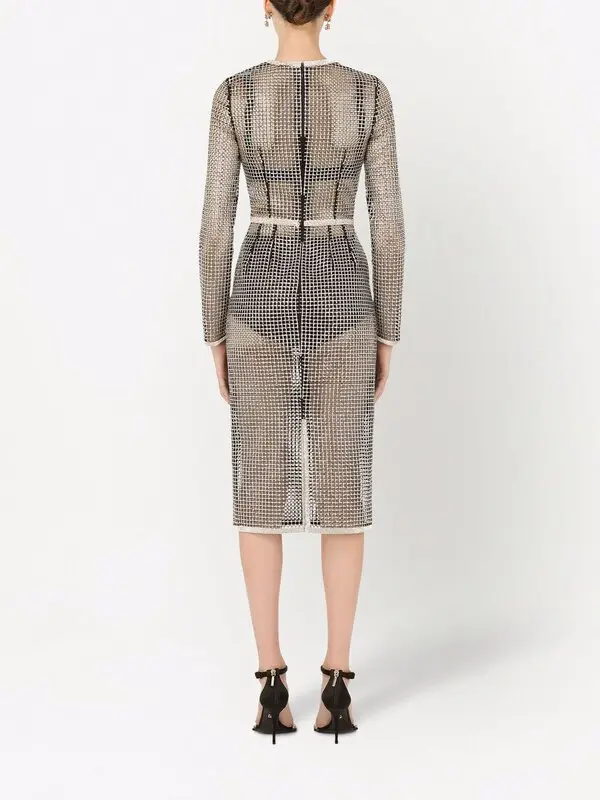 Dolce & Gabbana Rhinestone-embellished Mesh Mini Dress