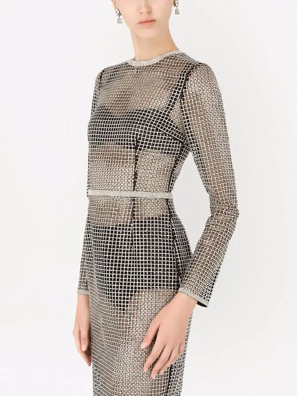 Dolce & Gabbana Rhinestone-embellished Mesh Mini Dress