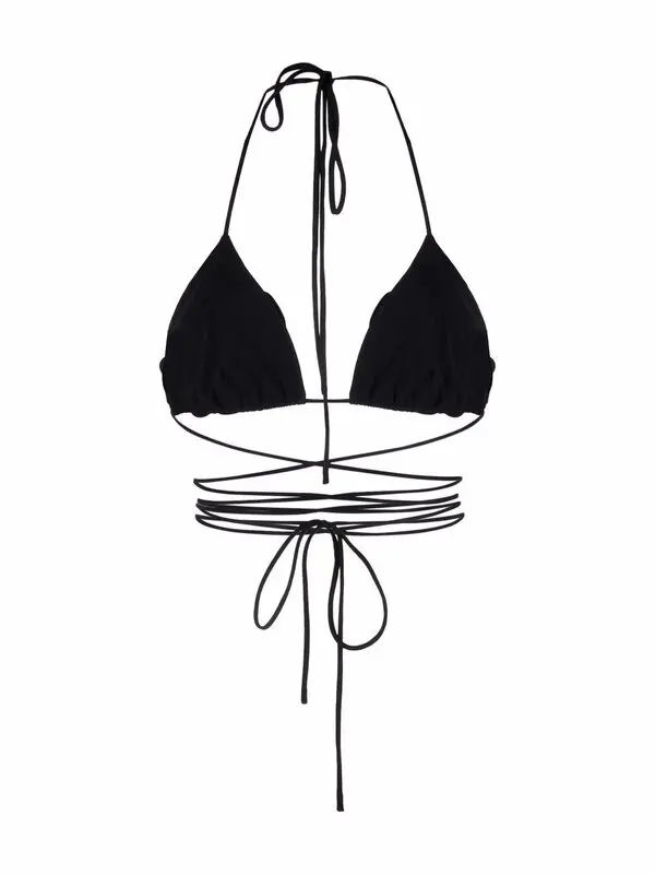 Magda Butrym Floral-appliqué Bikini Top - Black