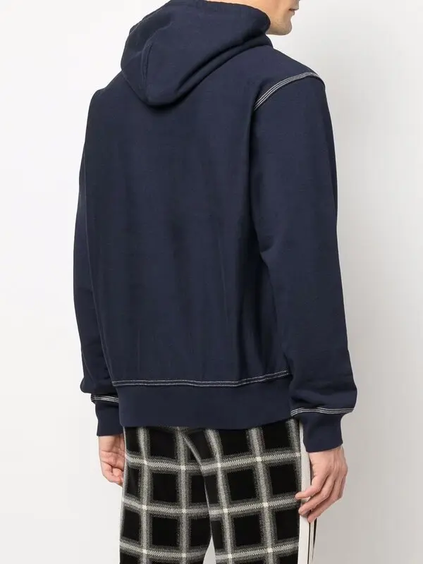 StüSsy Contrast-Stitch Cotton Hoodie In Blue - 40% Off | Editorialist