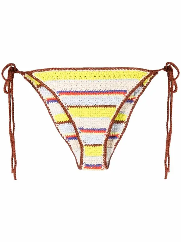 GANNI Striped Crochet Bikini Bottom - Neutrals