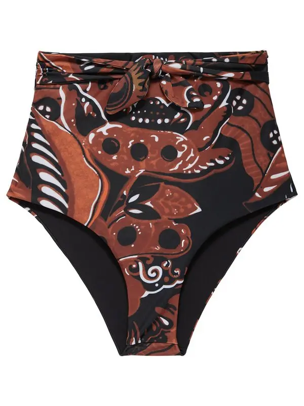 Mara Hoffman Calaia Jay High-waisted Bikini Bottom - Black And Brown