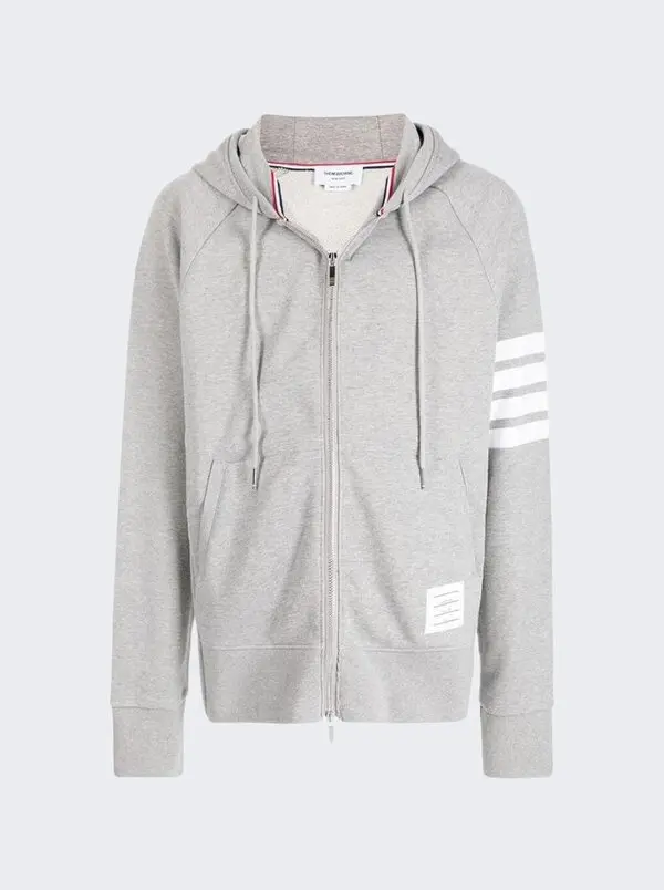 Thom Browne Classic Loopback 4-bar Zip Up Hoodie - Grey