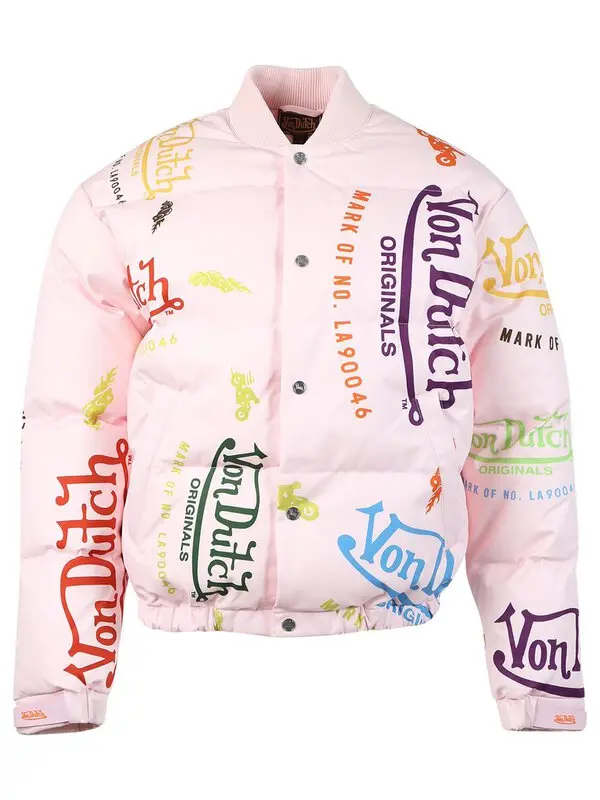 VON DUTCH All Over Logo Print Puffer Jacket