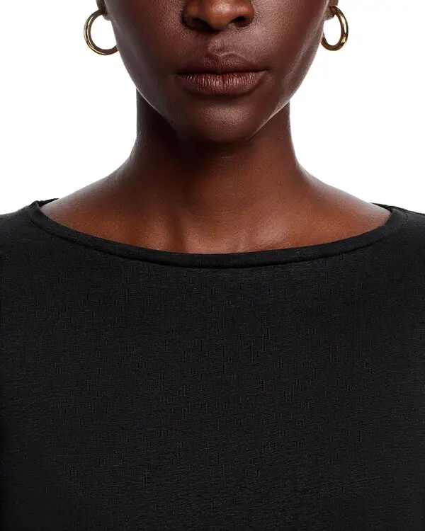 Majestic Filatures Boat Neck Three-quarter Sleeve Top - Noir