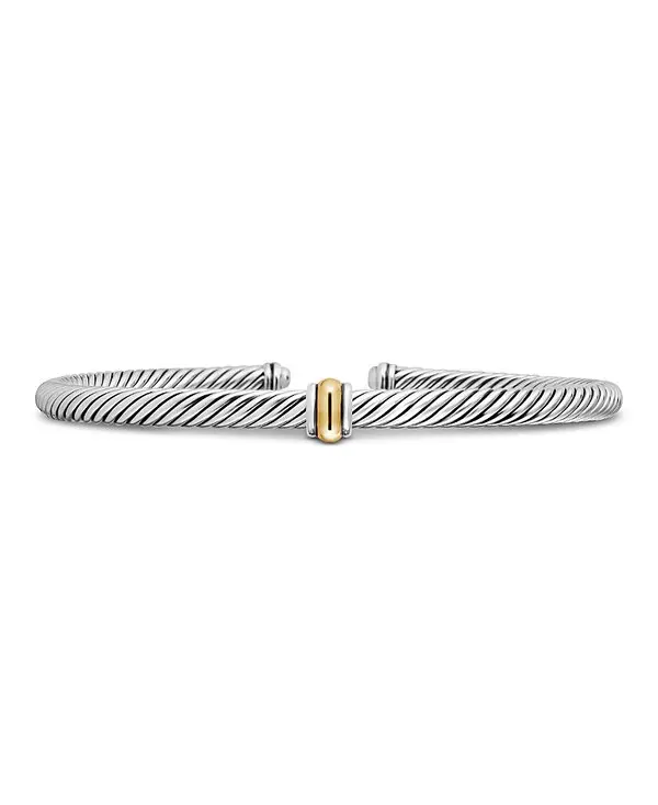 David Yurman Classic Cable Station Bracelet - Silver/gold