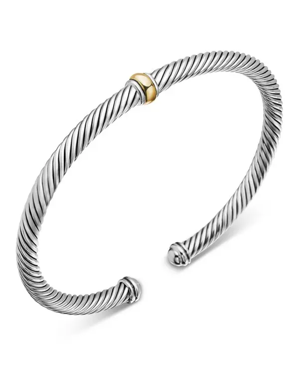 David Yurman Classic Cable Station Bracelet - Silver/gold