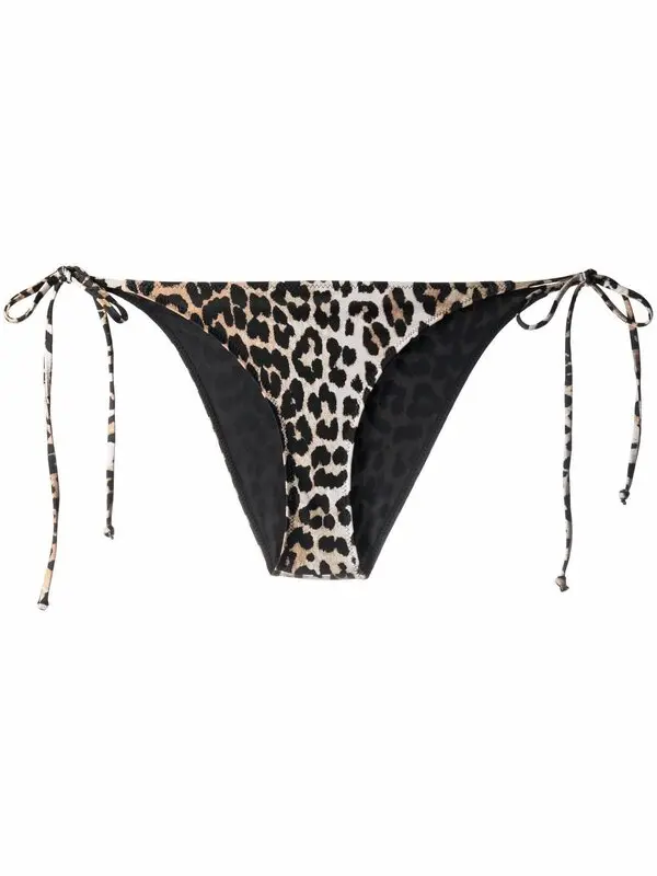 GANNI Leopard-print Bikini Bottom - Neutrals