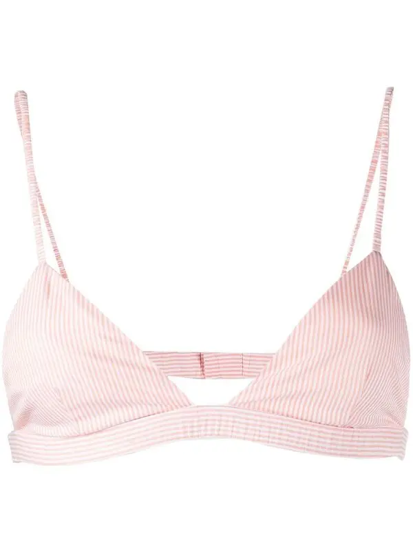 Andamane Stripe-print Bralette Top - Orange