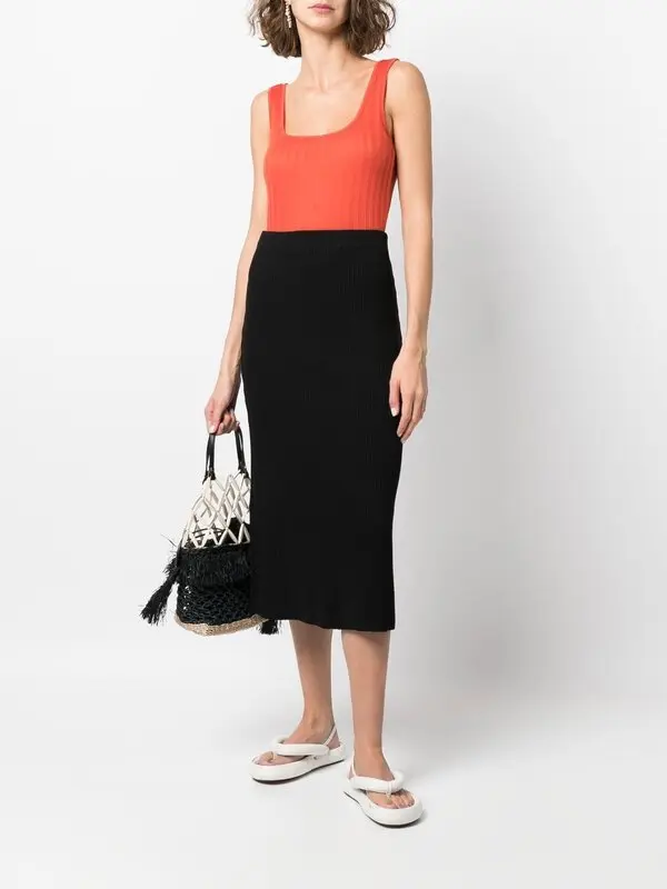 Vince Ribbed Square-neck Tank Top