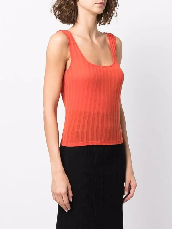 Vince Ribbed Square-neck Tank Top