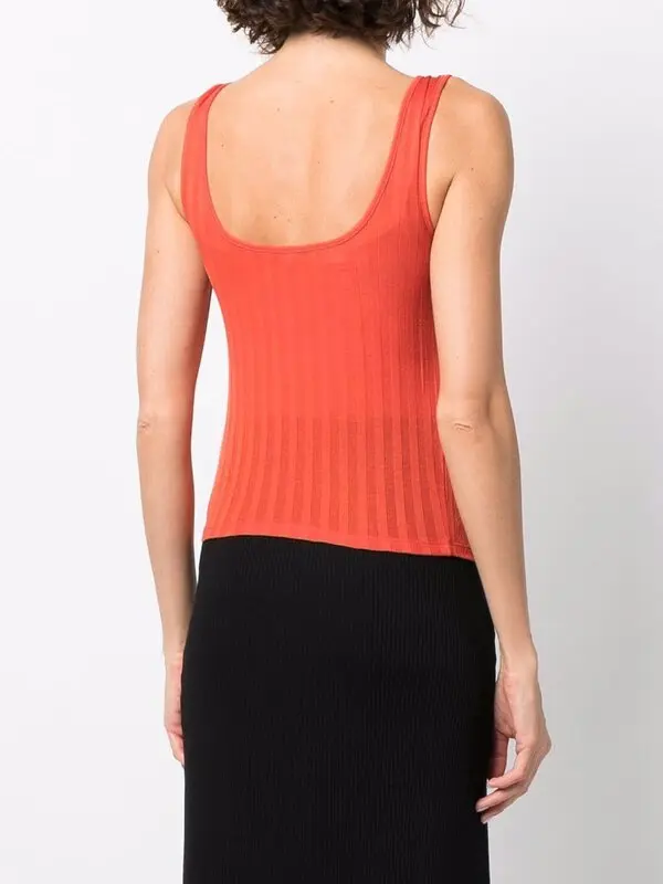 Vince Ribbed Square-neck Tank Top