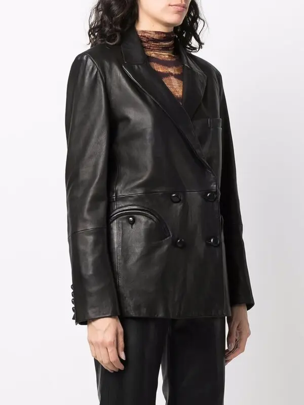 BLAZÉ MILANO Double-breasted Leather Blazer