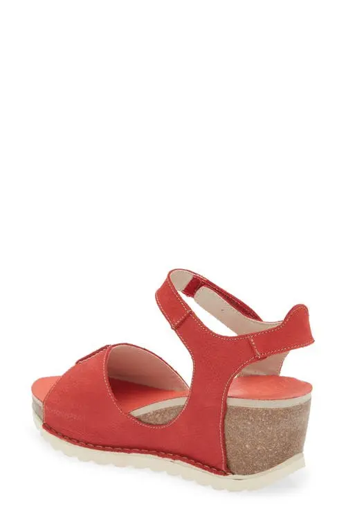 ON FOOT Leather Wedge Sandal - Red Leather