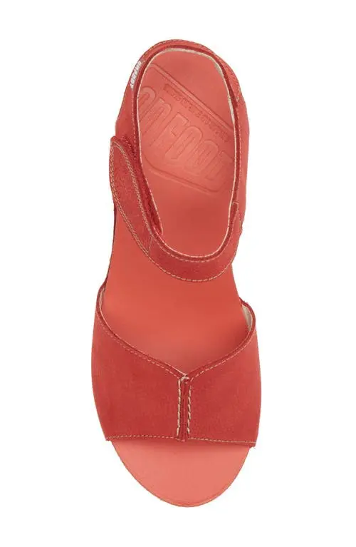 ON FOOT Leather Wedge Sandal - Red Leather
