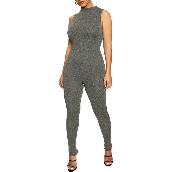 Naked Wardrobe Sleeveless Sculpt Jumpsuit - Charcoal