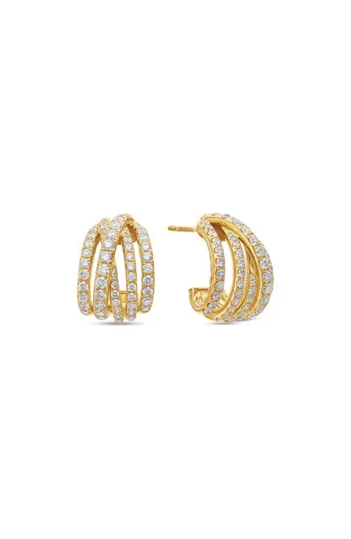 David Yurman 18k Gold Pavé Diamond Crossover Drop Earrings - 18k Yellow Gold