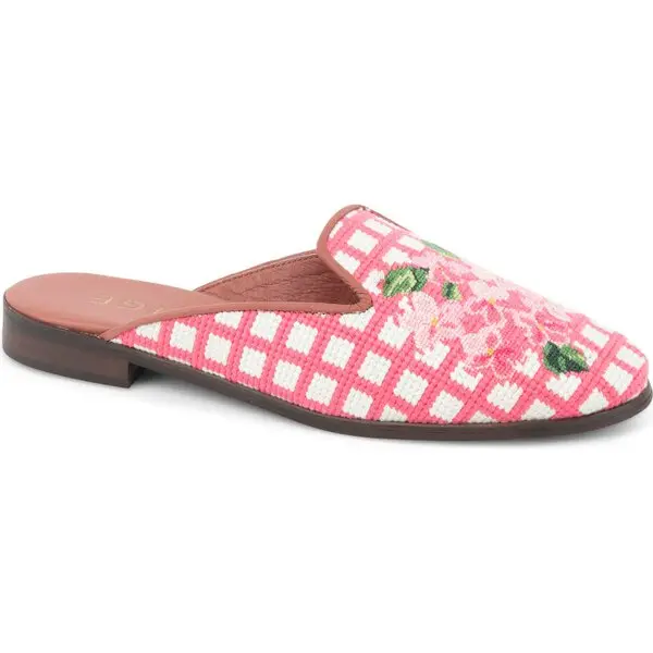 BYPAIGE Needlepoint Hydrangea Mule - Pink Hydrangea