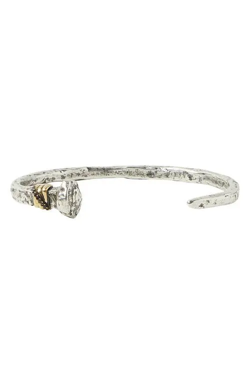 John Varvatos Sterling & Black Diamond Nail Cuff Bracelet - Silver