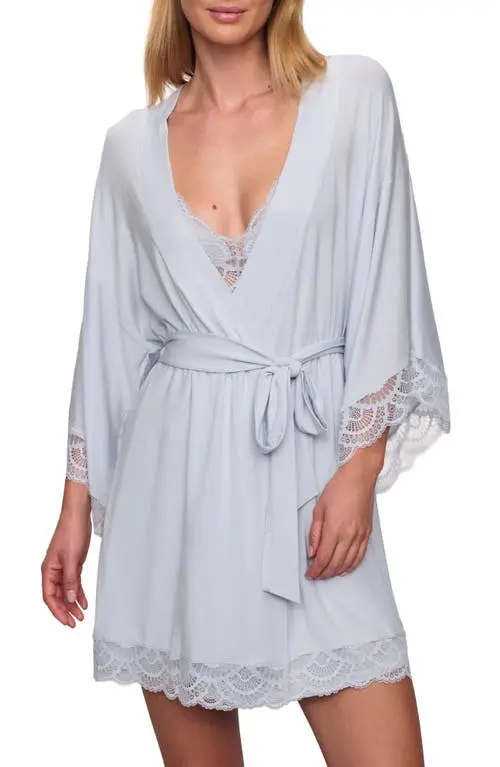 Eberjey Mariana Lace Trim Jersey Robe - Ice Blue