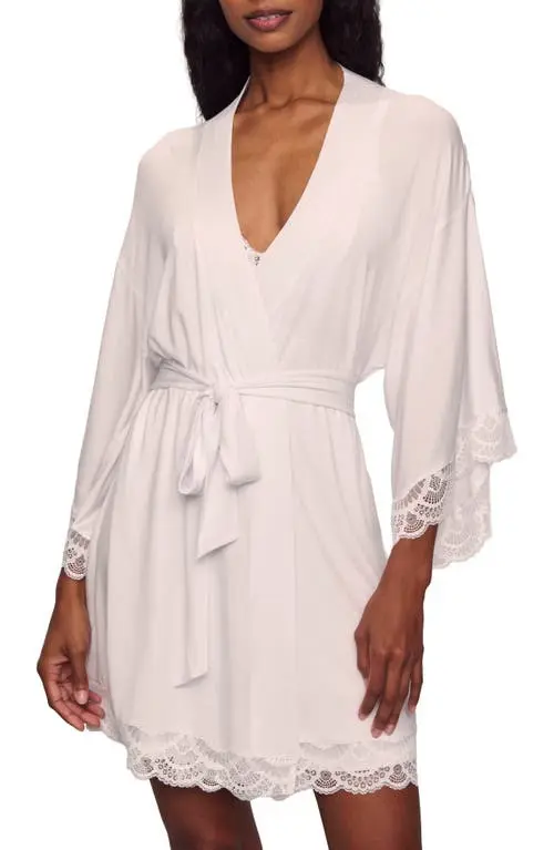 Eberjey Mariana Lace Trim Jersey Robe - White