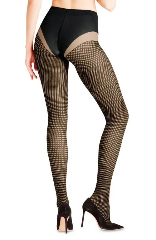 Falke Houndstooth Patterned Tights - Powder