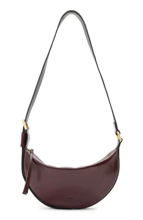 ALLSAINTS Half Moon Leather Crossbody Bag - Burnt Red